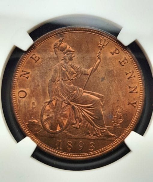 1893 - Penny - Graded MS 65 RB - GM Coins | Premier UK Coin Dealers