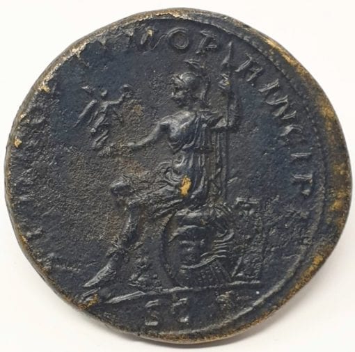 Trajan Sestertius Arms Behind - GM Coins | Premier UK Coin Dealers