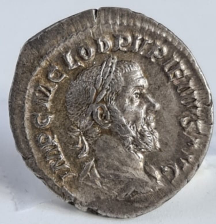 Pupienus Denarius. IMP C M CLOD PVPIENVS AVG, laureate draped bust ...